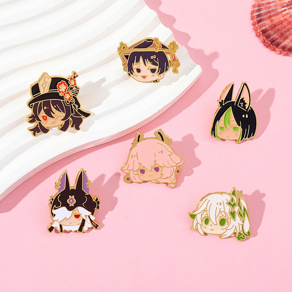 Q Version Genshin Impacts Characters Enamel Pin Mini Cartoon Wenti Xiao ...