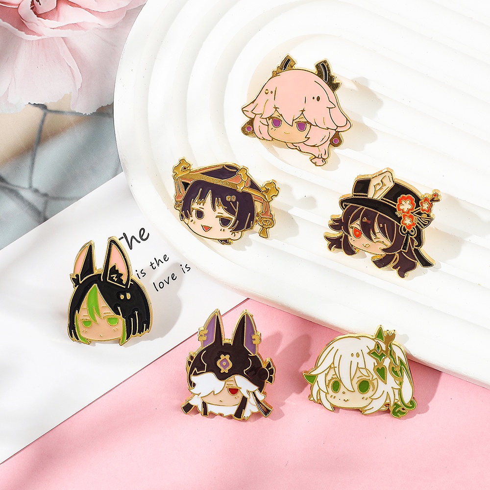 Q Version Genshin Impacts Characters Enamel Pin Mini Cartoon Wenti Xiao ...