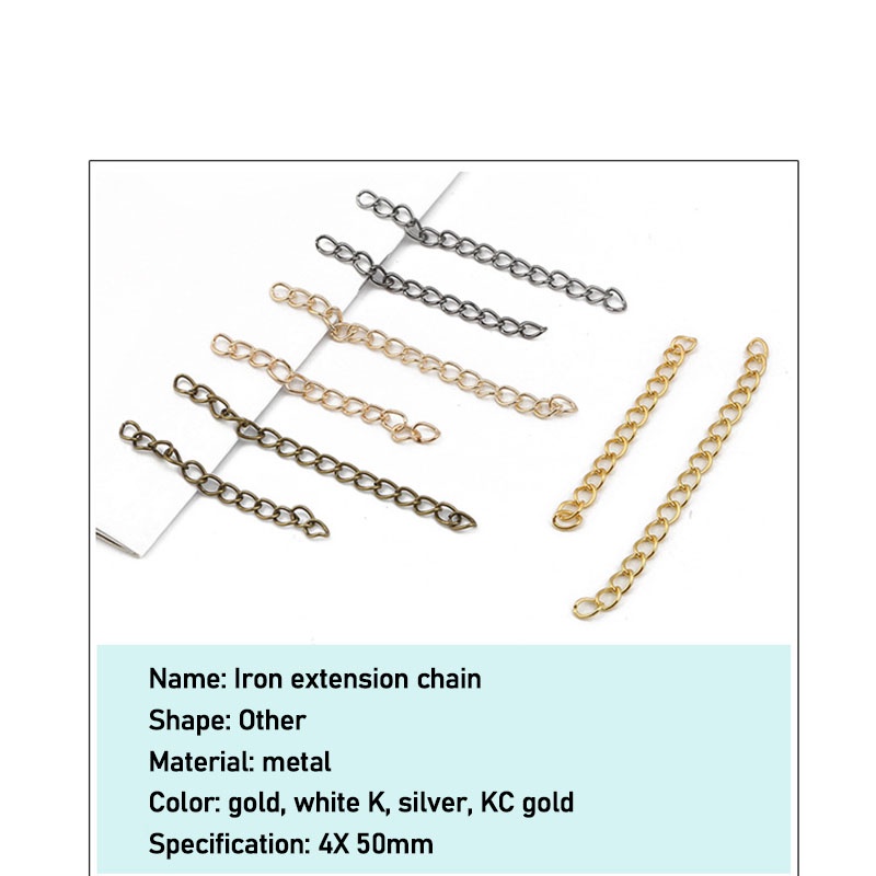 10pcs metal lengthened tail diy chain necklace tail chain connector ...