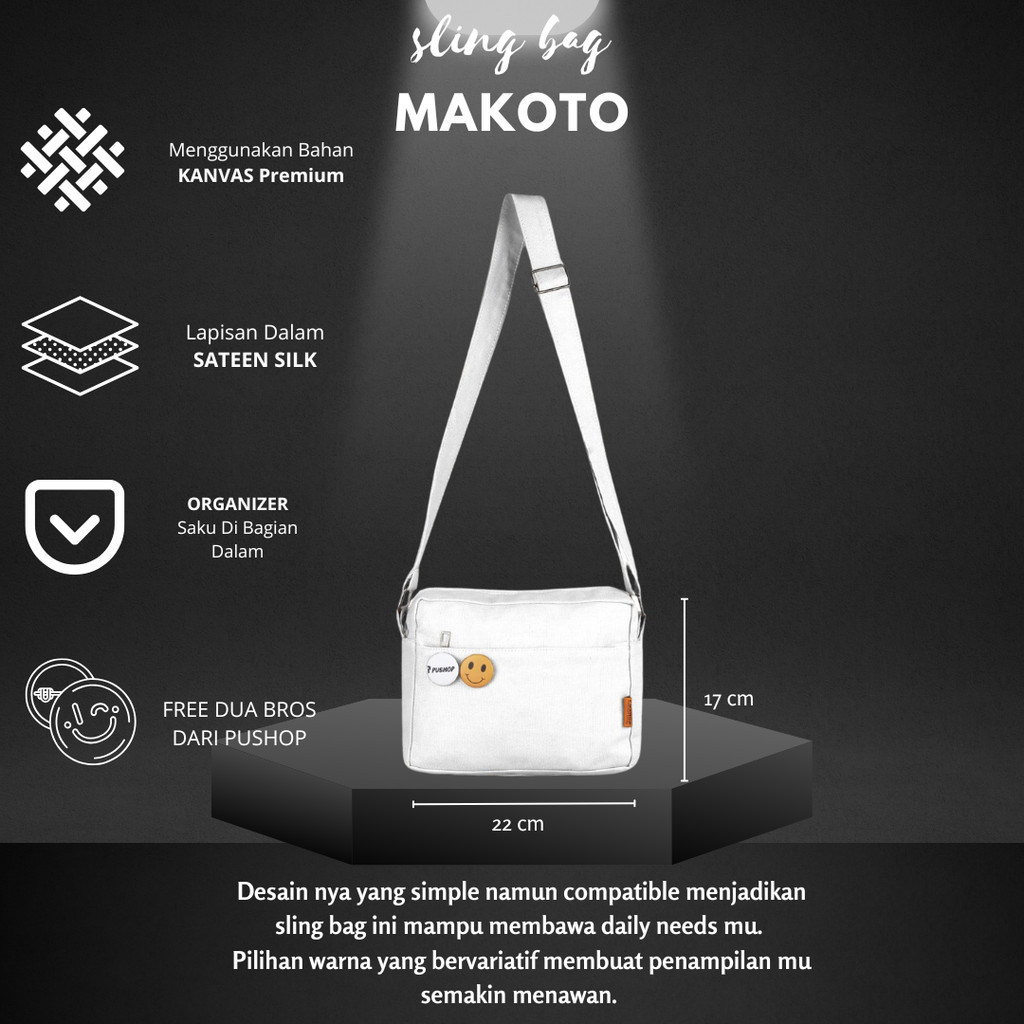 Pushop - Makoto Canvas Sling Bag - Unisex (FREE PIN) | Shopee Philippines