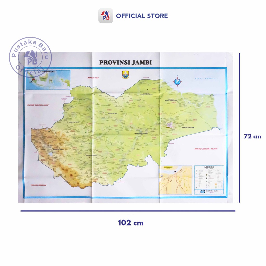 Jambi Province Map / Jambi Province Folding Sheet Map / Mas Surya - BB ...