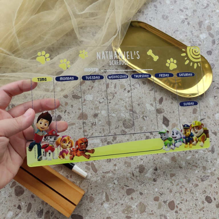 Acrylic Schedule Board Paw Patrol/acrylic Paw Patrol Schedule Board ...