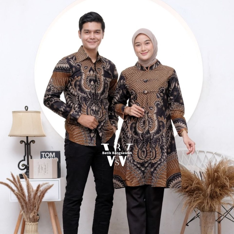 Modern Couple Batik Tunic Tops Batik Office Work Women Uniform Batik ...
