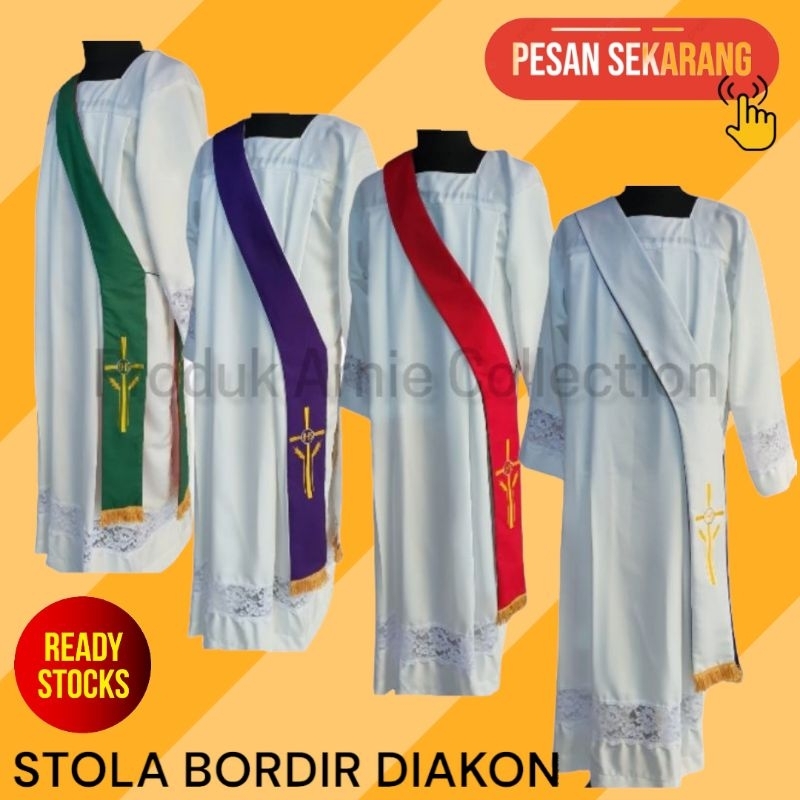 Stola Diakon/Katolik/Wheat Cross Embroidery 4 Colors Liturgi/Catholic ...