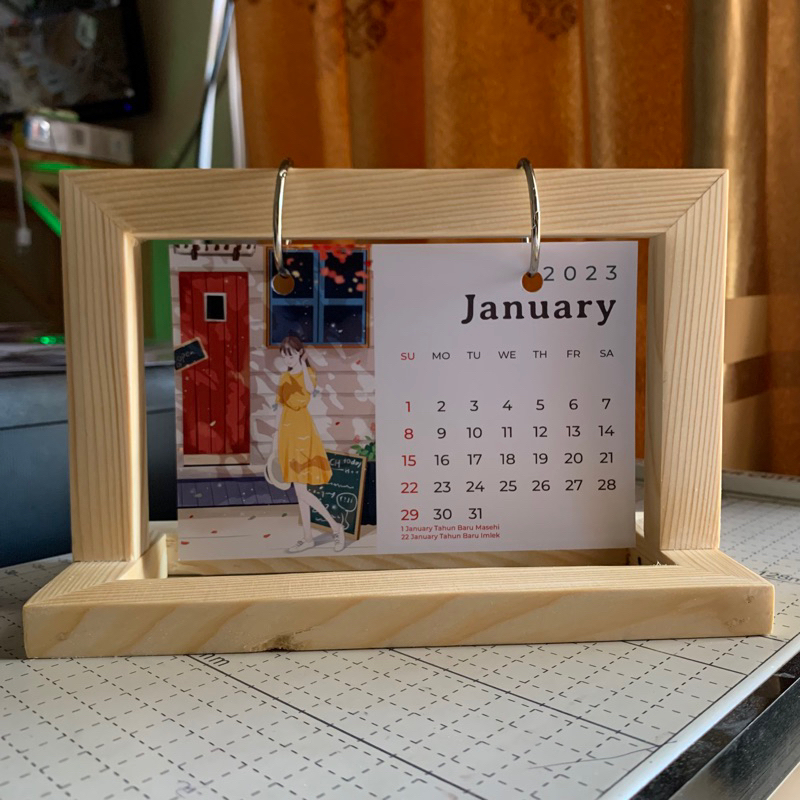 KAYU Aesthetic Desk Calendar 2025 custom wooden calendar | Shopee ...