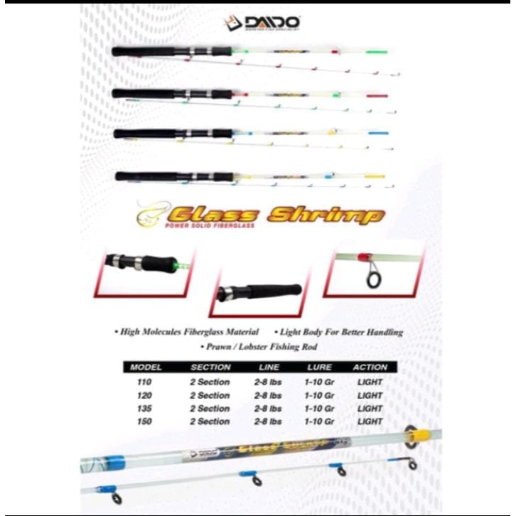 Daido Fishing Rod Flexible Glass shrimp Transparent 120 135 150 ...