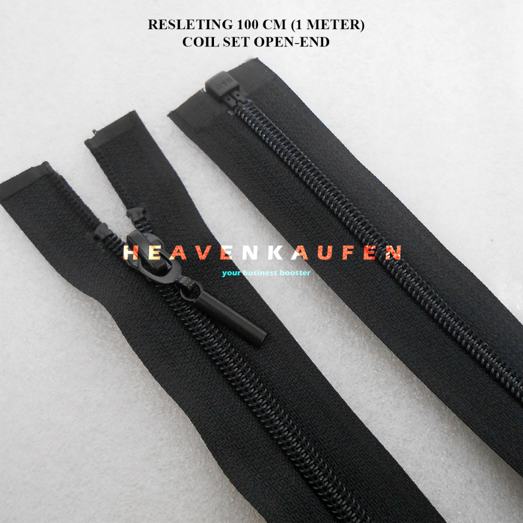 Zipper Zipper 100 cm or 1 Meter Type Fine Teeth Coil Set Open-End Black ...