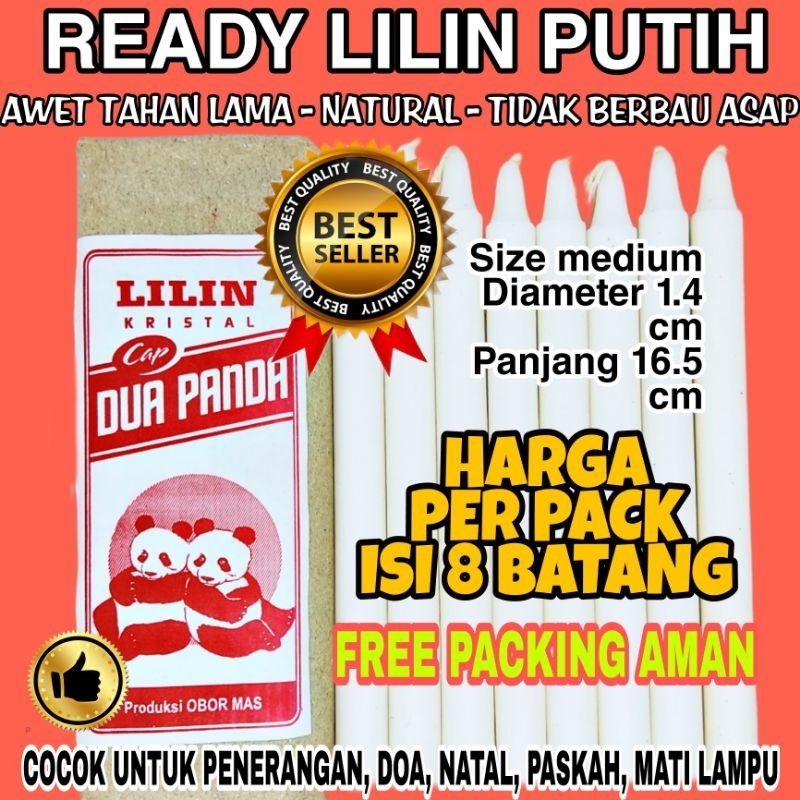 LILIN FREE SAFE PACKING 1 PACK OF DURABLE WHITE PANDA CANDLES MEDIUM ...