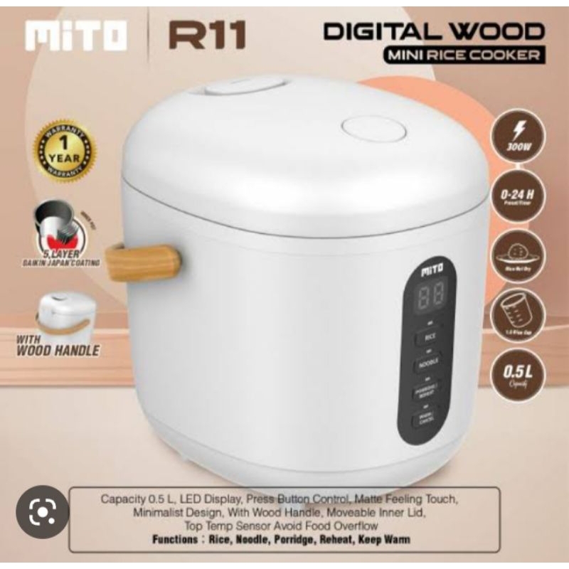 Mito R11 Digital Rice Cooker 0.5 Liter Capacity - ORIGINAL OFFICIAL ...