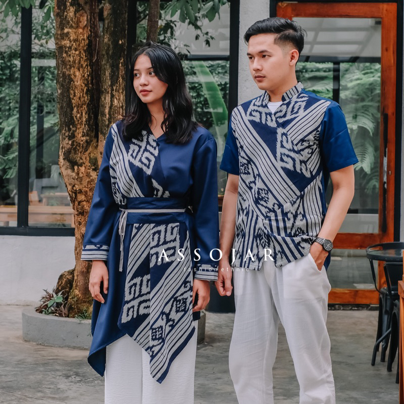 Couple Weaving/Vneck shirt x blus danastri (NAVY) | Shopee Philippines