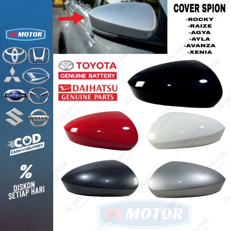 HITAM PUTIH MERAH All New rush Terios agya Ayla Raize Rocky Avanza Veloz Xenia Mirror Cover ...