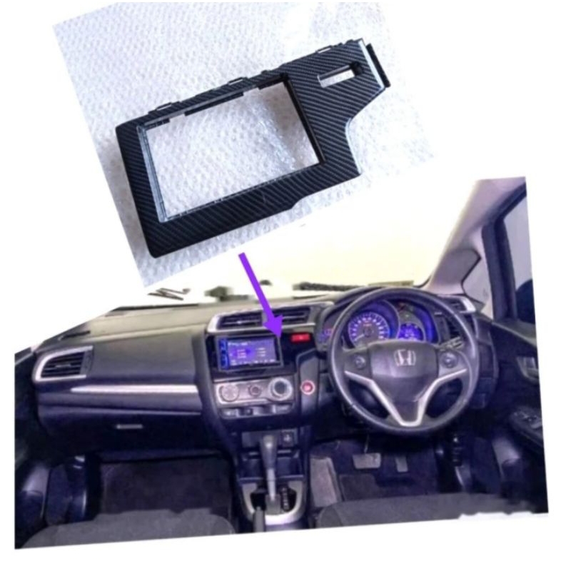 2014-2019 honda jazz audio head unit cover frame panel with carbon ...