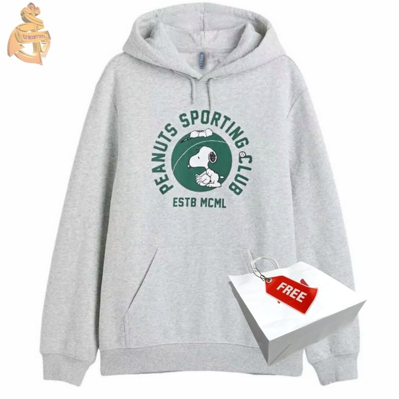Hm Hoodie Snoopy Peanuts Sporting Club Gray Men Women Teens Free Paper ...