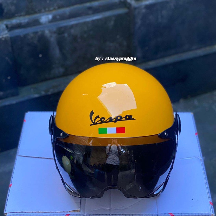 Retro Orange Vespa Helmet + Visor | Shopee Philippines