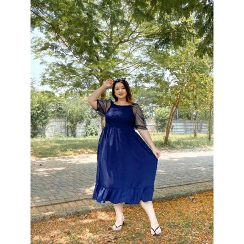YAYA DRESS //KOREAN WOMEN'S DRESS//TAN TILE DOT JUMBO DRESS BIG SIZE ...