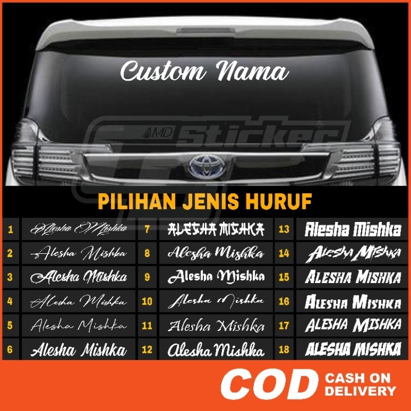 Sticker cutting Car Rear Glass CUSTOM Name Sticker Make Your Name Like ...