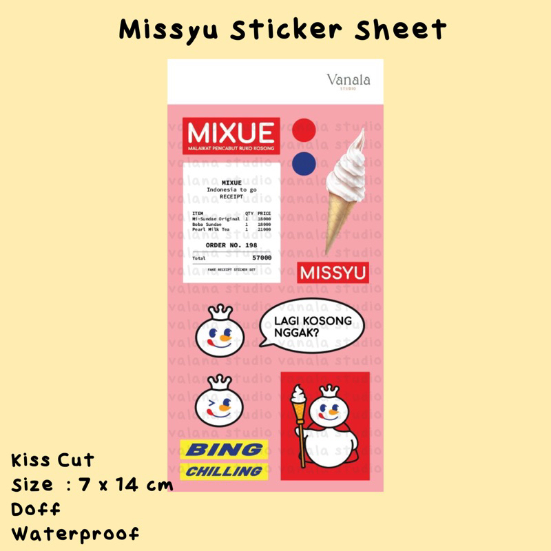Mixue Sticker Set/Sticker Sheet Mixue/Sticker Tumblr/Sticker Deco Mixue ...