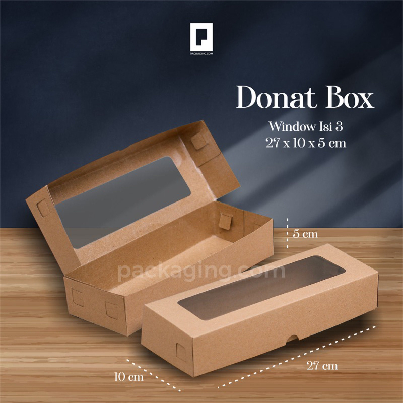 Kraft window Donut Box Uk 27x10x5/Donut Box Contents of 3/Donut Box ...