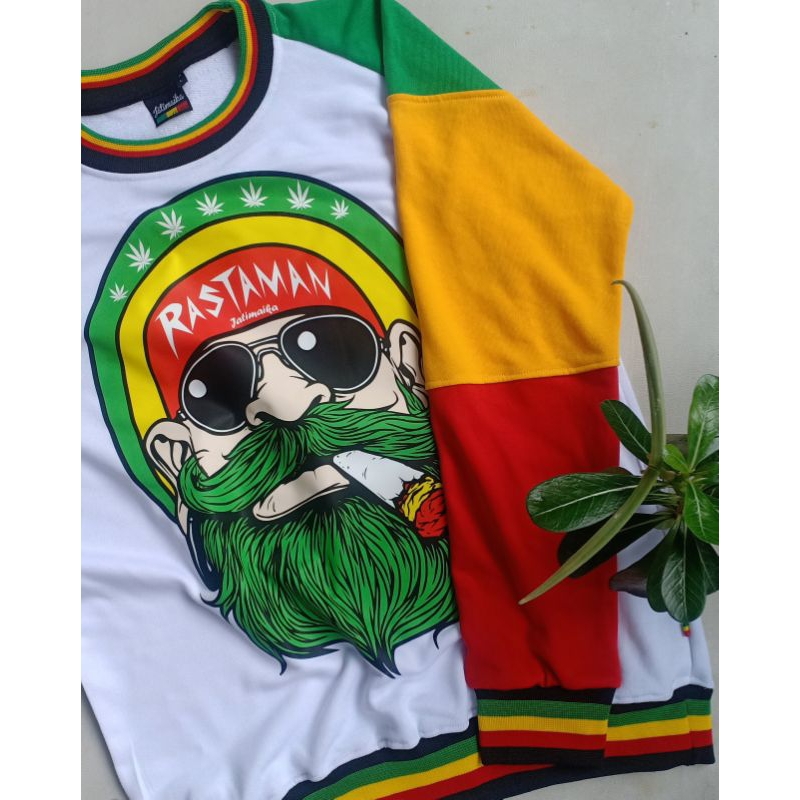 Jatimaika crewneck sweater RASTAMAN reggae T-Shirt rasta bob marley ...