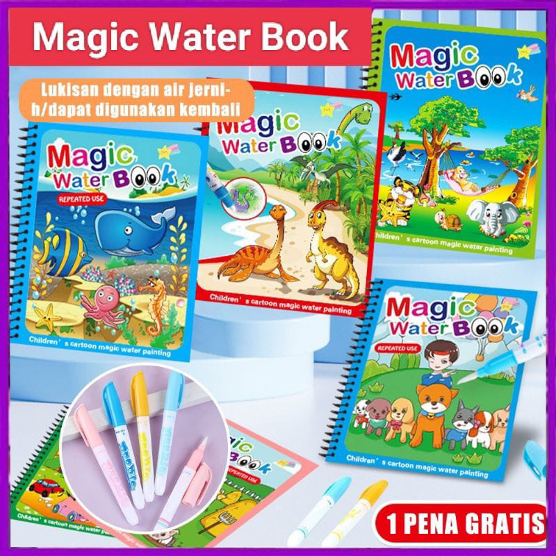 Aj Magic Water Book /Drawing Magic Book Coloring Book /Magic Water Pen ...