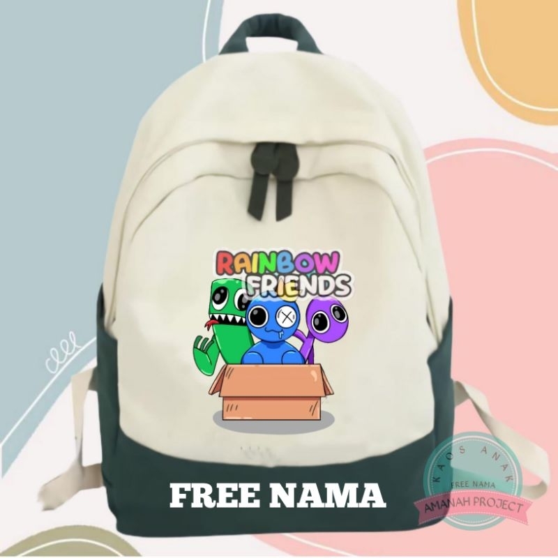Custom School Backpack Backpack Backpack Rainbow Friends Unisex Picture ...