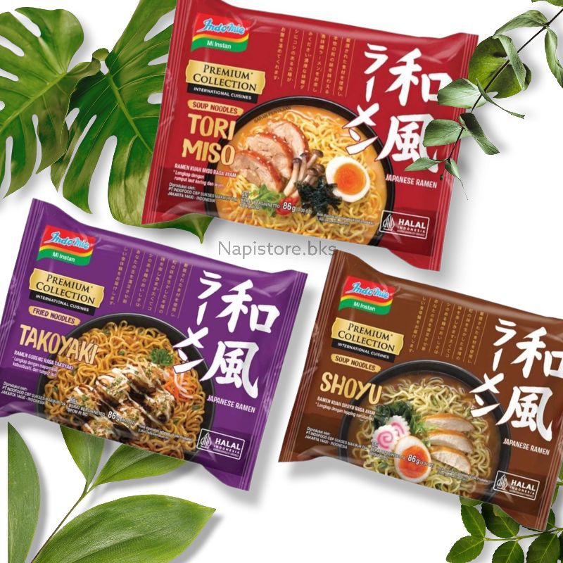 Indomie Mie Instant Premium Collection Japanese shoyu ramen | Japanese takoyaki| Japanese tori ...