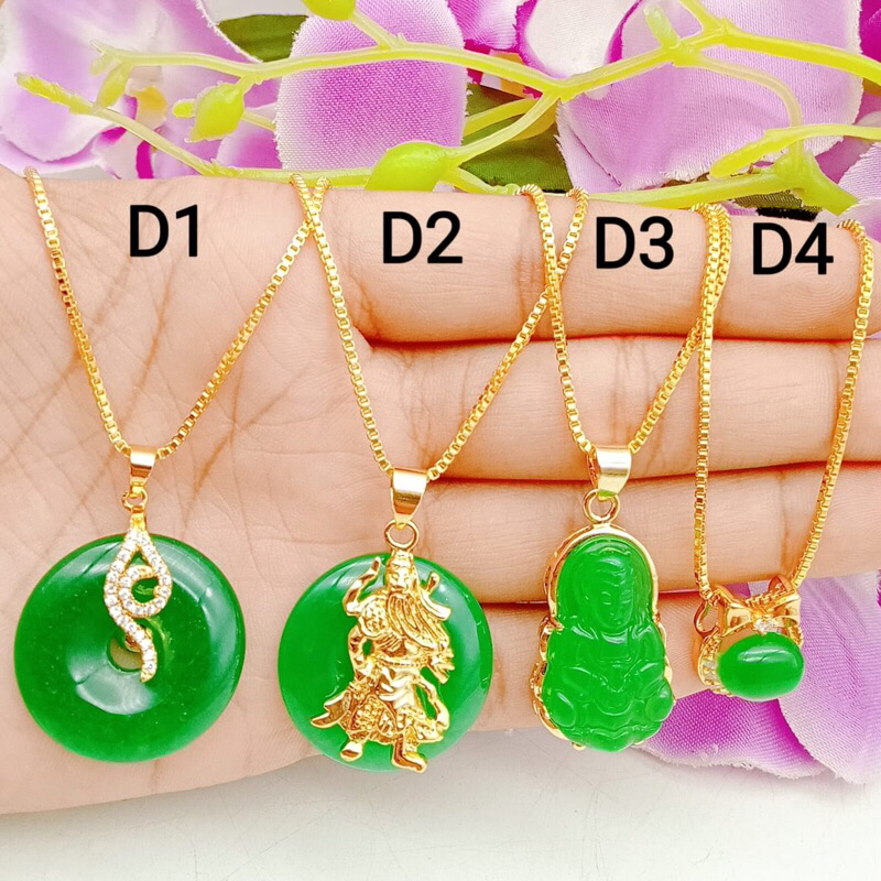 Latest Imported 24k Gold Plated Jade Gem Necklace For Women star+ ...