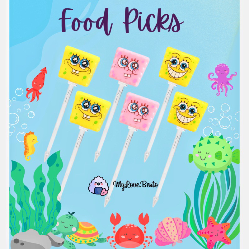 Food Picks Foodpick Bento Picks SpongeBob Bento Tools Bento Decorations ...
