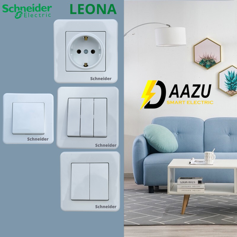 Schneider Light Switch 1/2/3/4 gang 1way LEONA Electrical Switch ...