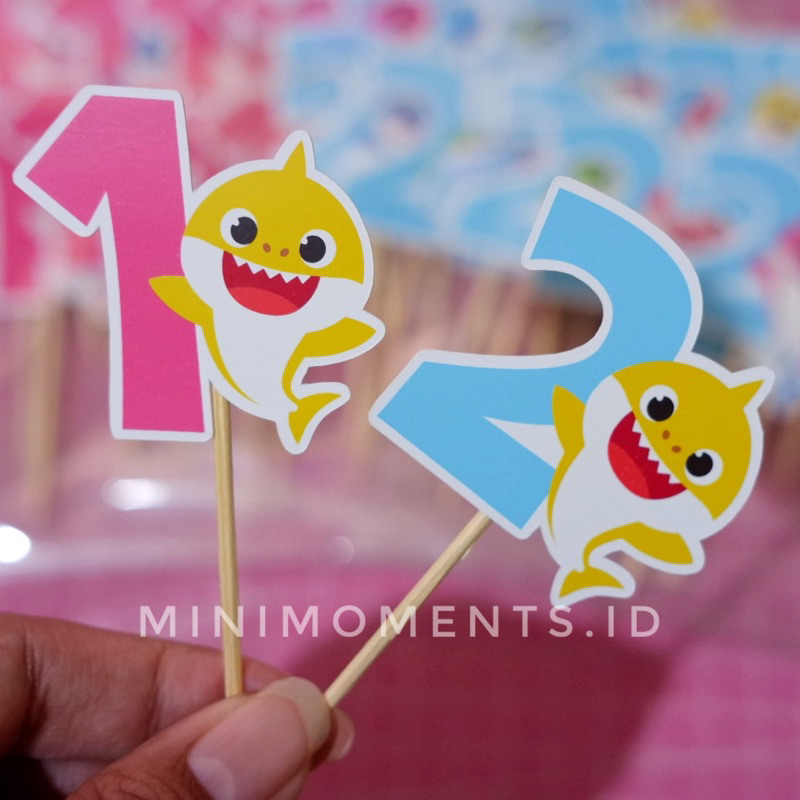 Cupcake Topper Baby Shark Character Numbers Pinkfong Cup Cake Prick ...
