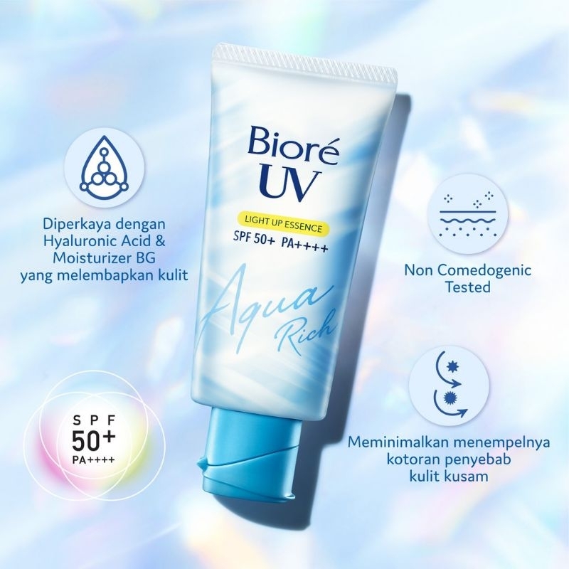 Biore UV Aqua Rich Suncreen Glowing Natural Light Up Essence SPF 50 ...