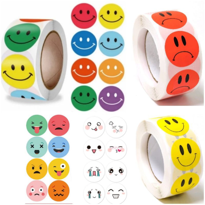 100 Pcs / 500 Pcs Colorful Smile Smiley Stickers/ Sad Face / Emoji ...