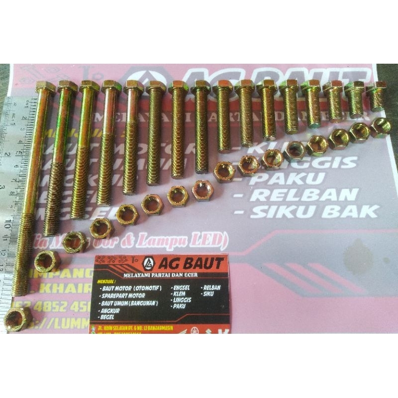 Yellow Nut Bolts M10x100 (10 cm) / 14 Yellow Bolts / BMK / Hex Bolts ...