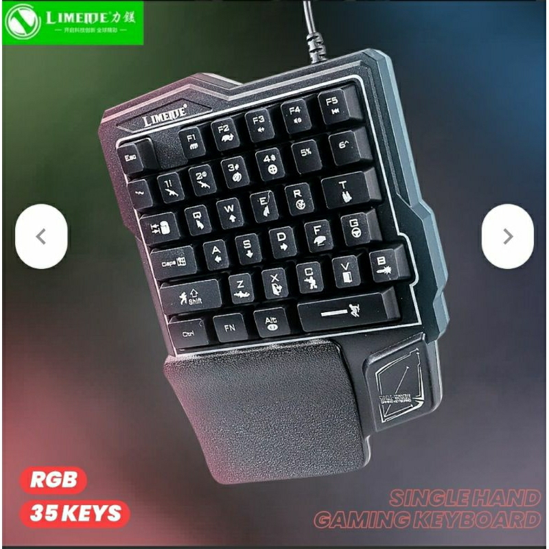Limeide gaming keyboard gamer single hand keyboard RGB 35 keys | Shopee ...