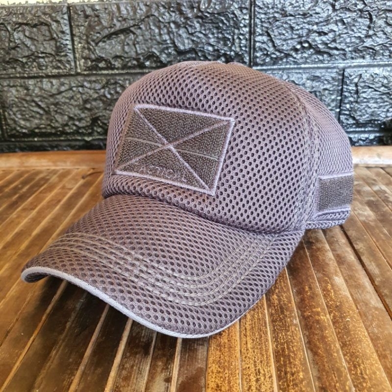 Gray double mess Mesh Cap - Mesh baseball Cap velcro tactical caps ...