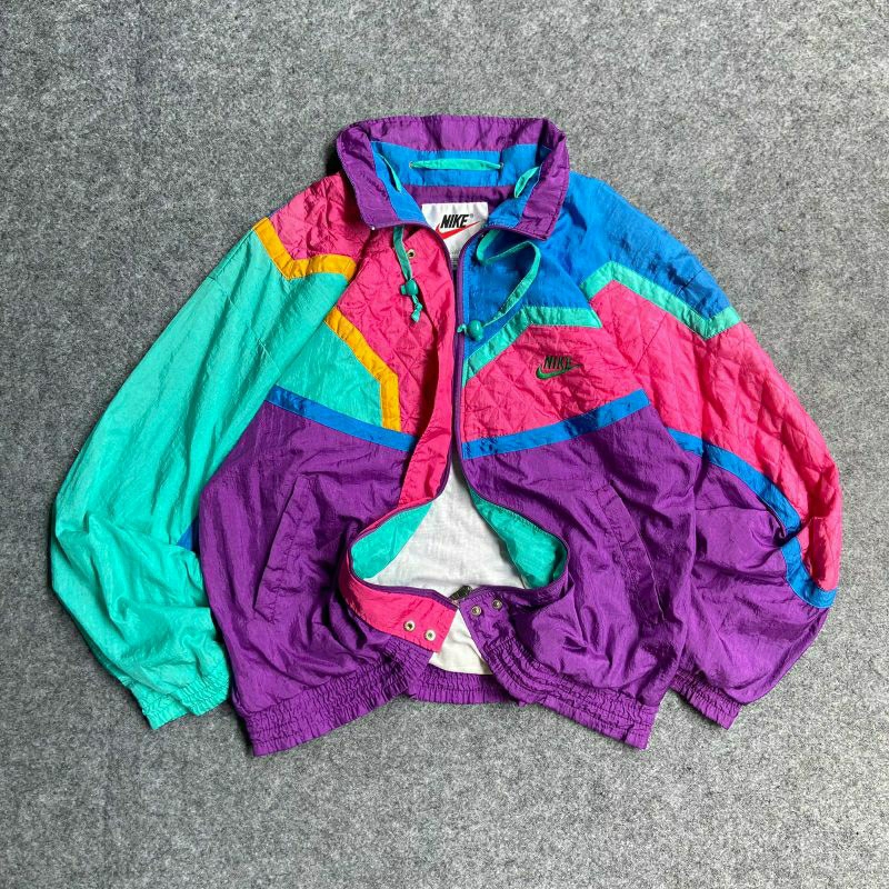 Windbreaker jacket nike vintage big swoosh colorblock 90s | Shopee ...