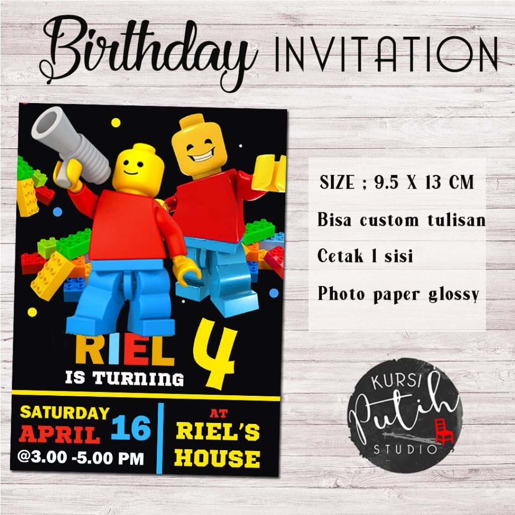 Lego theme customized birthday invitations can be customized | Shopee ...