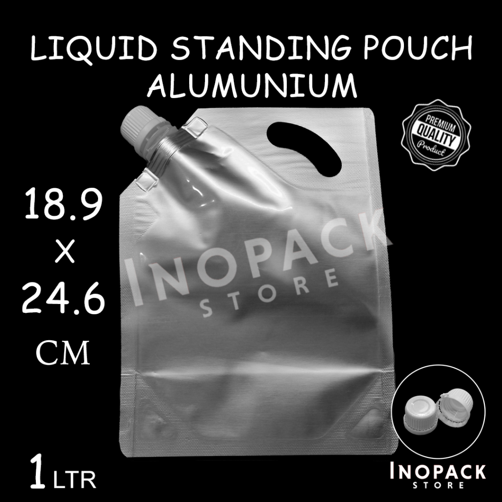 Standing Pouch liquid handle Spout Pack Full Aluminum 1lt | 1 Liter ...