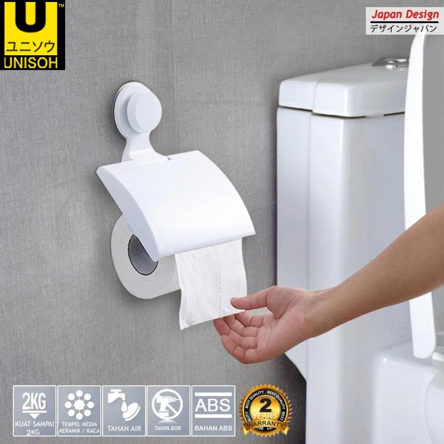 Unisoh Stick-on Roll Tissue Holder Without Nails / Roll Tissue Holder ...