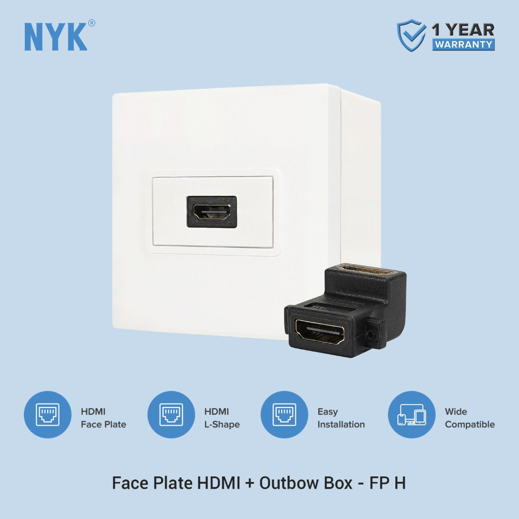 NYK Wall Face Plate Socket HDMI Single + Outbow Box | Shopee Philippines