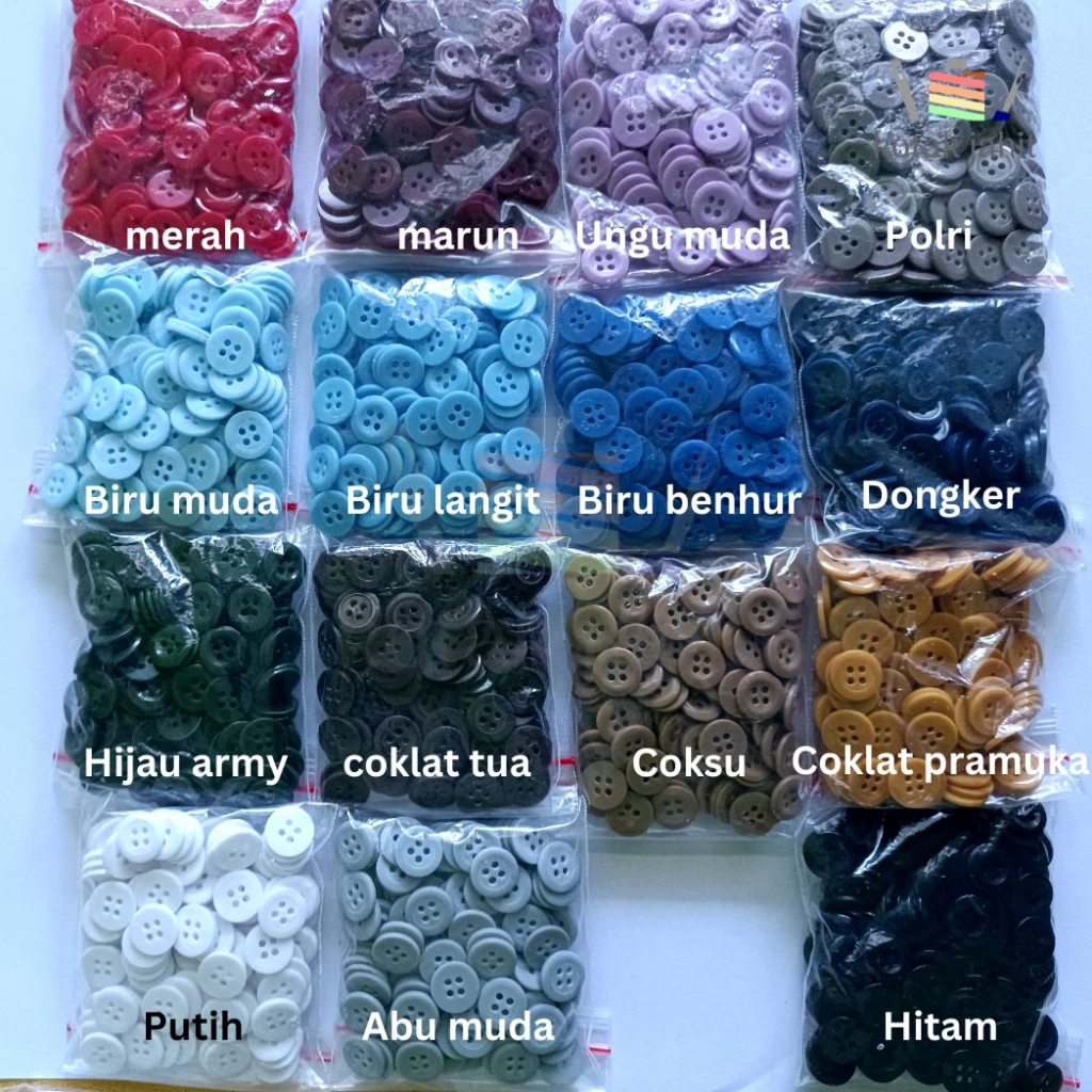 PUTIH KEMEJA 4 hole buttons per gross contains 144 pcs 14mm shirt hem ...