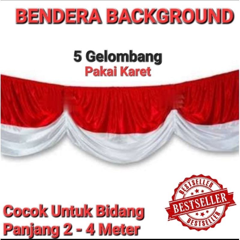 MERAH PUTIH Long Flag 5 Waves Red and White Premium Velez Material ...