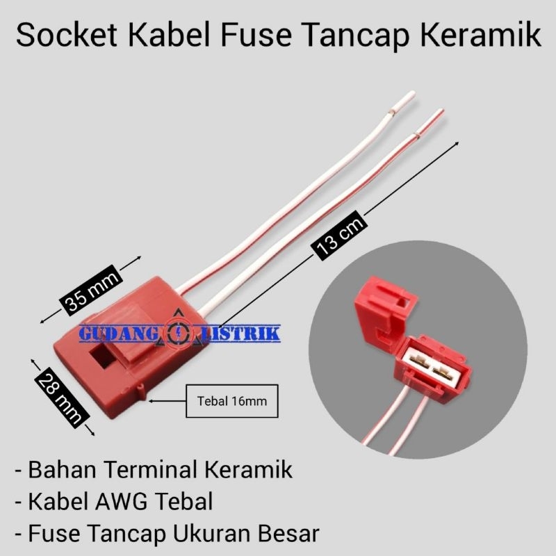 Large Plug Fuse Holder Cable Socket Ceramic Material AWG16 Cable ...