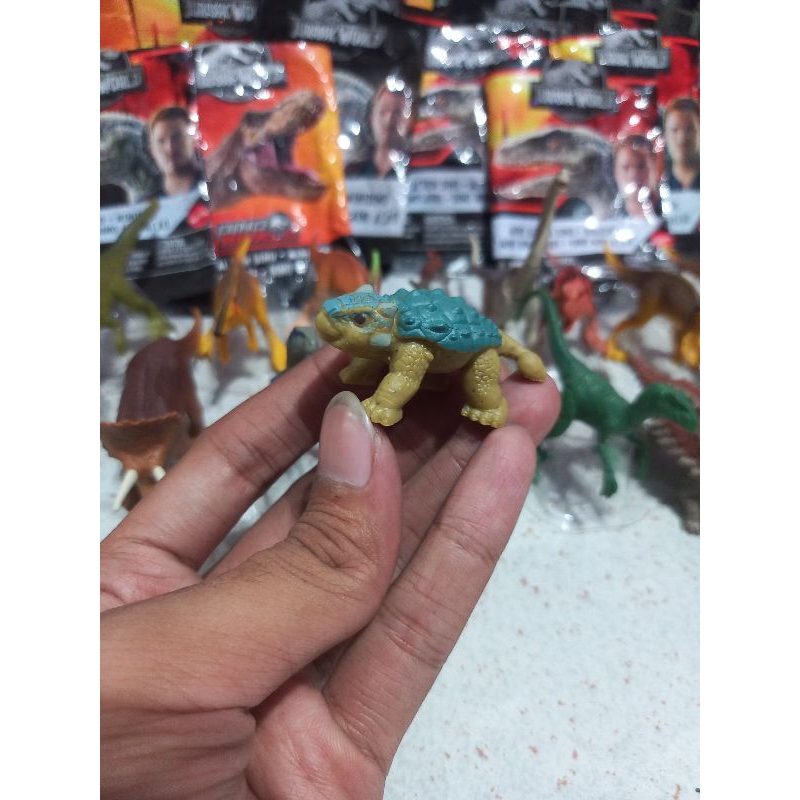 Mattel jurassic world mini action dino: Ankylosaurus Bumpy | Shopee ...