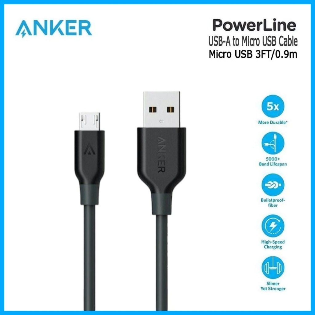 Anker Micro Usb Data Cable 3ft / 0.7 meters 90 cm High Speed Fast ...