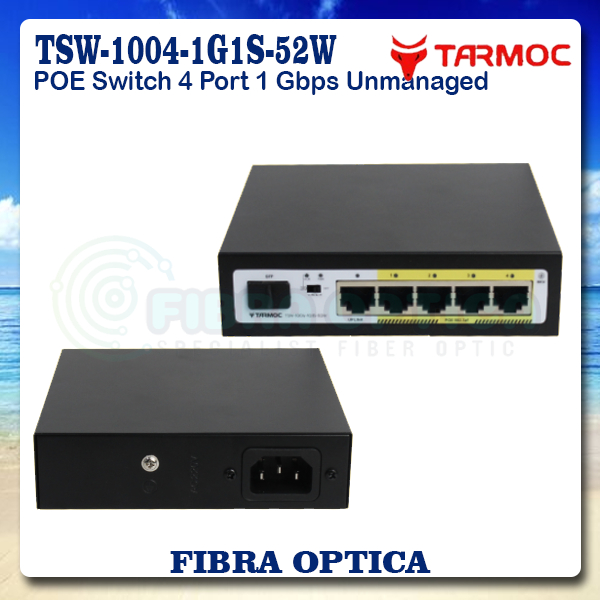 Tarmoc TSW-1004-1G-1S-52W 4 Port Gigabit POE 802.3af/at Switch 52 watt ...