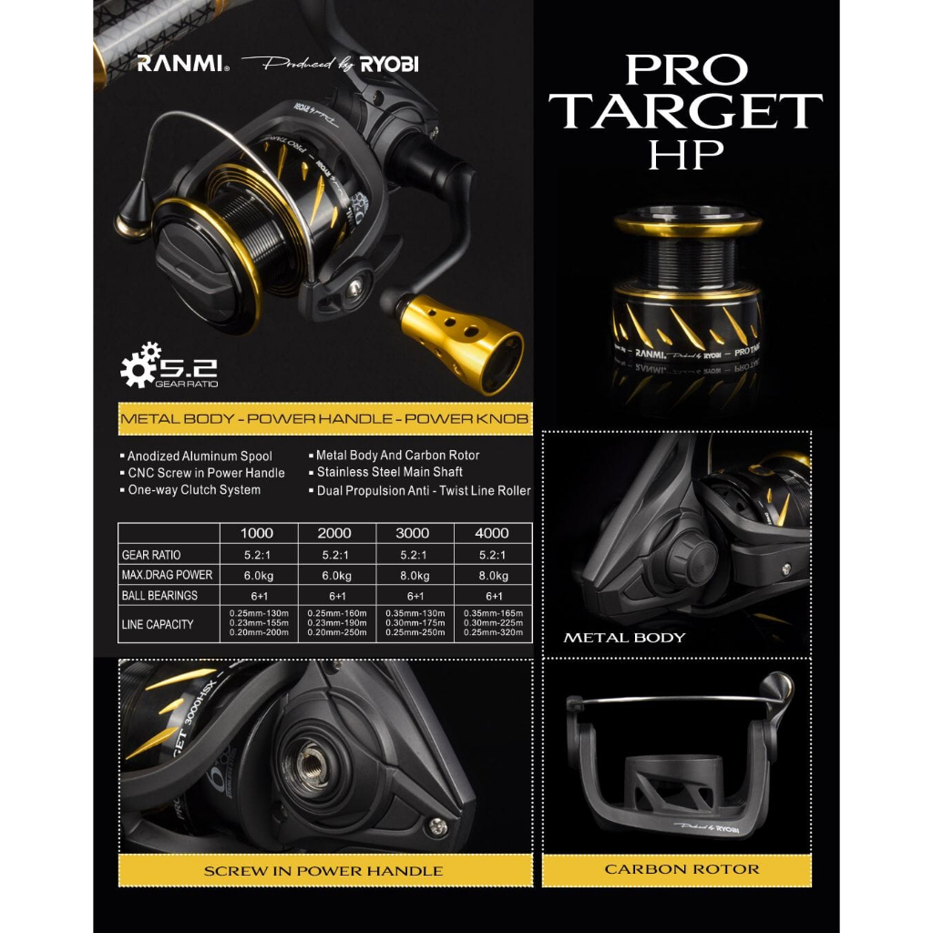 Reel SPINNING RYOBI RANMI PRO TARGET HP (METAL BODY) | Shopee Philippines