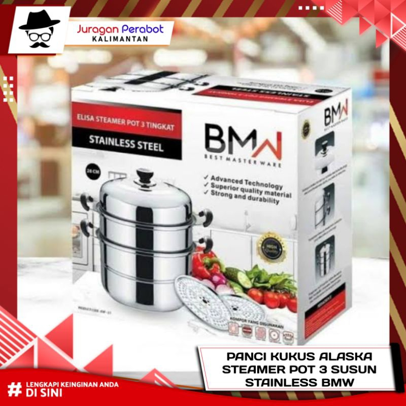 Alaska Steamer Pot 3 Tier Stainless BMW / Steamer Pot 3 Tier / Steamer ...