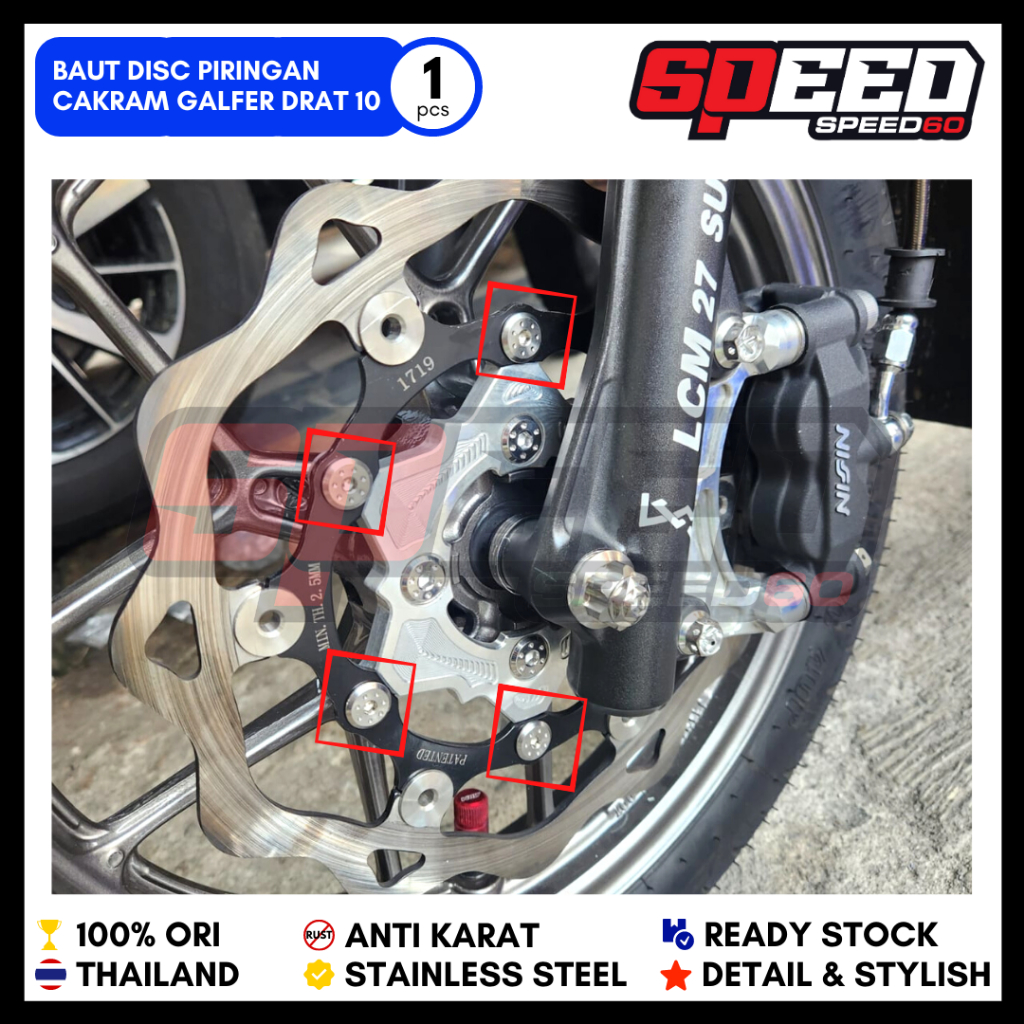 Probolt Disc Bolts Galfer Disc Thread 10 Stainless King Nut | Shopee ...