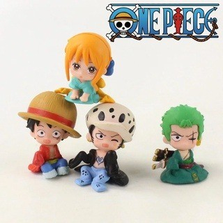 One piece Chibi LUFFY ZORO NAMI TRAFALGAR Figure set 4pcs | Shopee ...